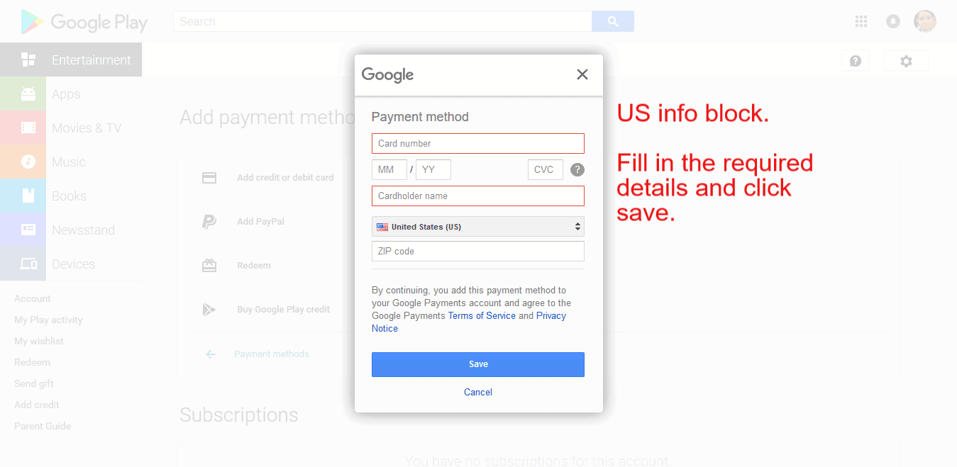 Purchase from US or UK Google Play Store from anywhere - TechVise